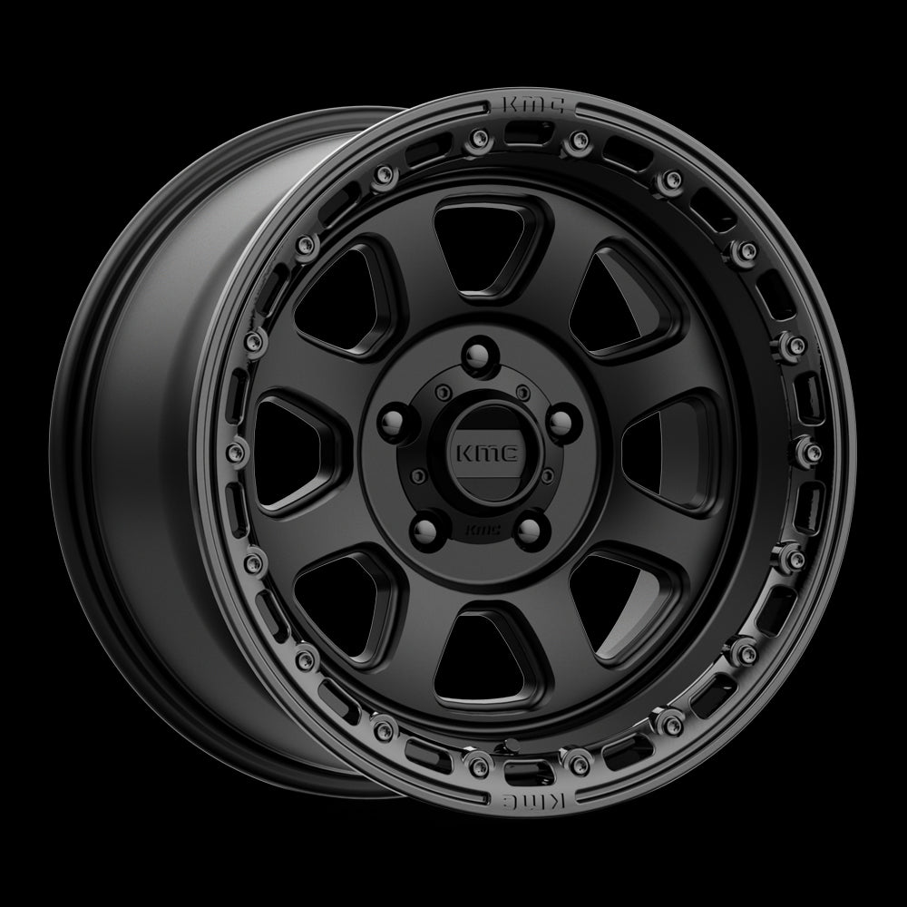 20X9 KMC KM548 CHASE Satin Black With Gloss Black Lip 8X180 ET0 wheel ...