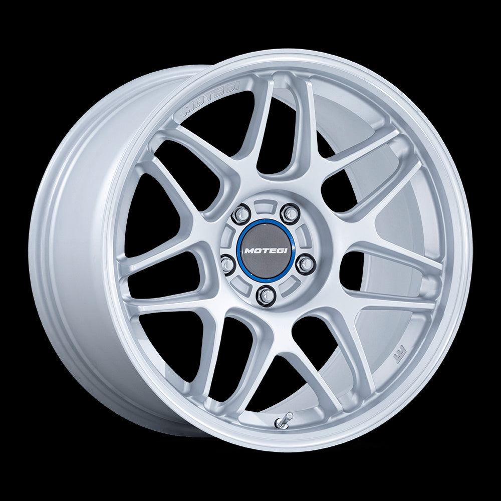 18X8.5 Motegi MR158 Tsubaki Hyper Silver W/ Machined Lip 5x100 ET30 Wh ...