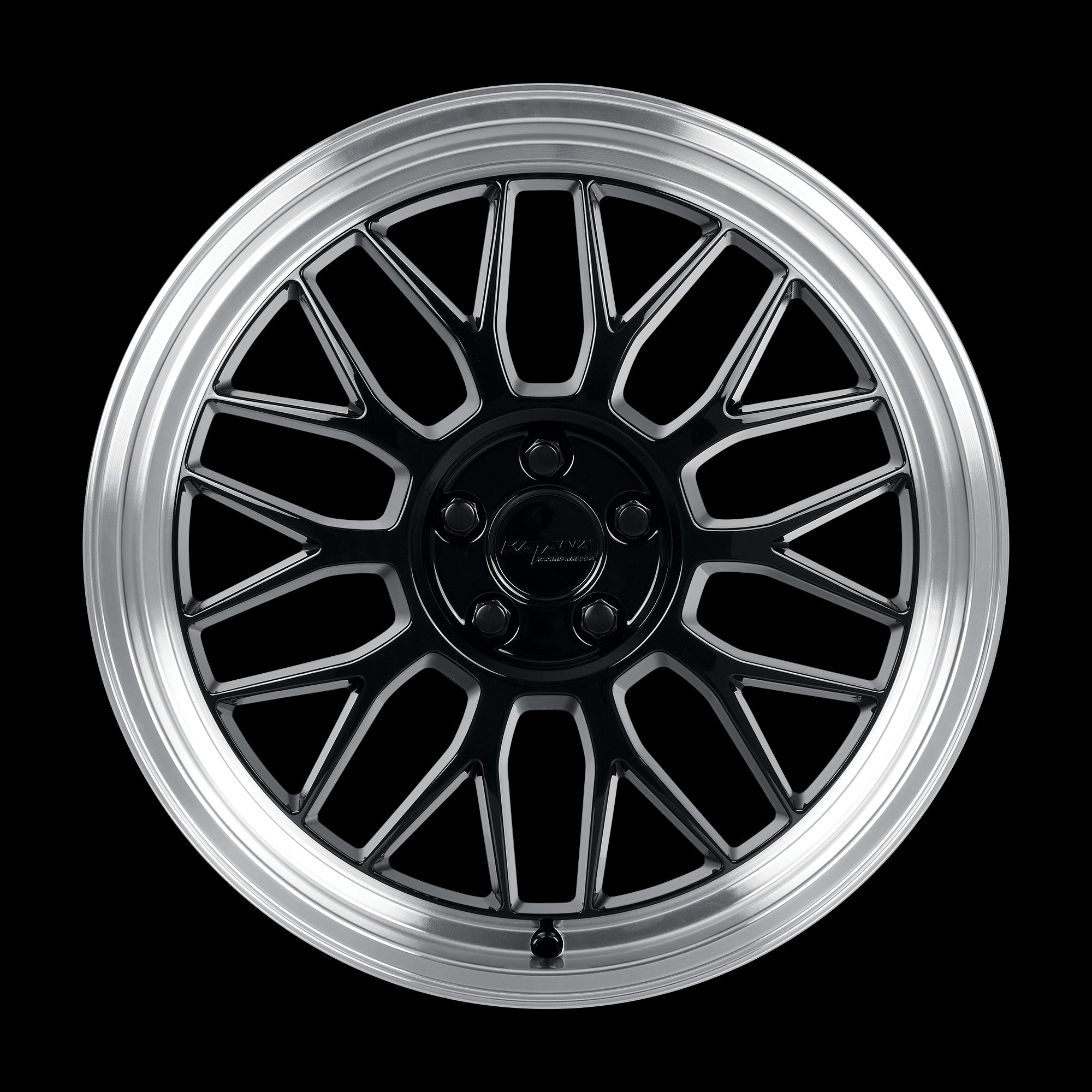 Katana KR06 Glossy Black Machined Lip 5x100 ET40 CB73.1 Wheel Rim ...