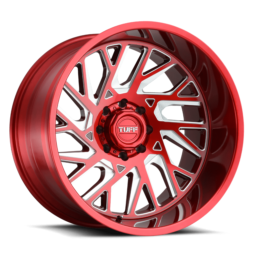 24X14 Tuff T4B Candy Red W/ Milled Spoke 5X127 ET-72 wheel/rim ...
