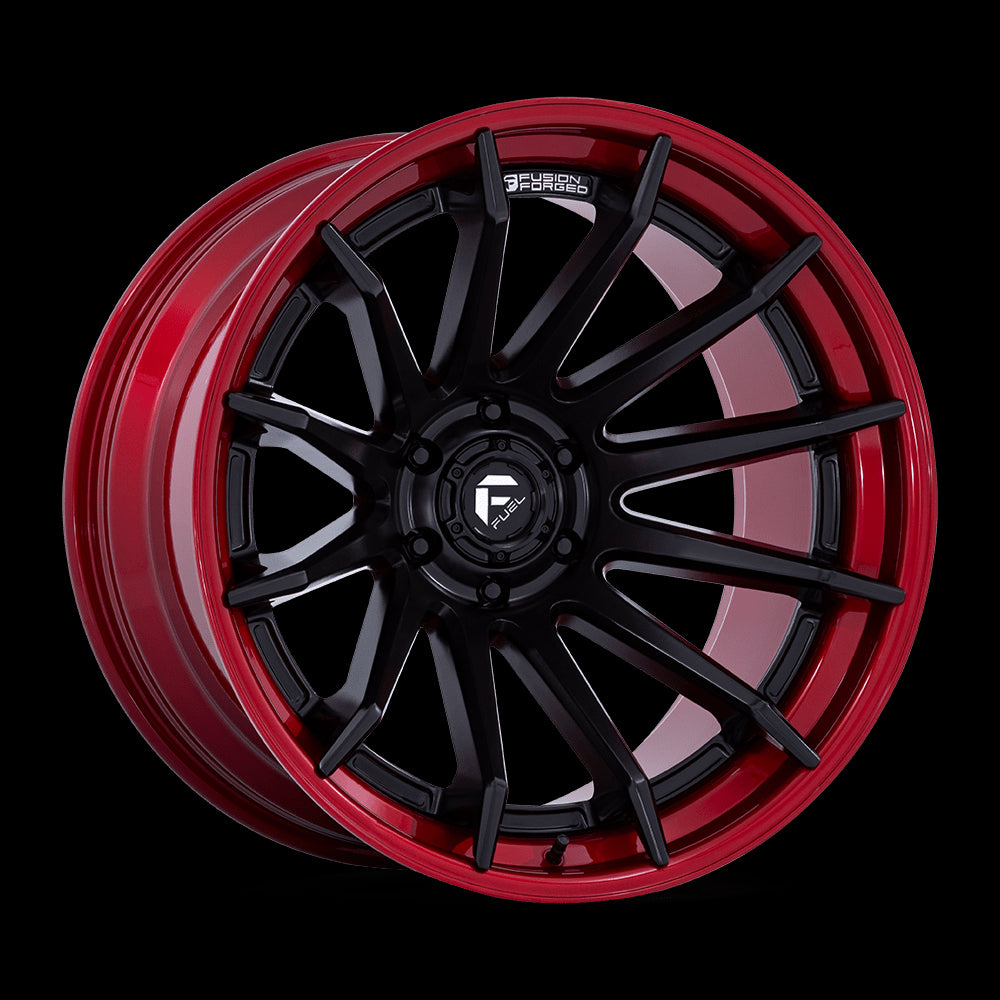 20X10 Fuel FC403 Burn Matte Black With Candy Red Lip 6x139.7 ET-18 Whe ...