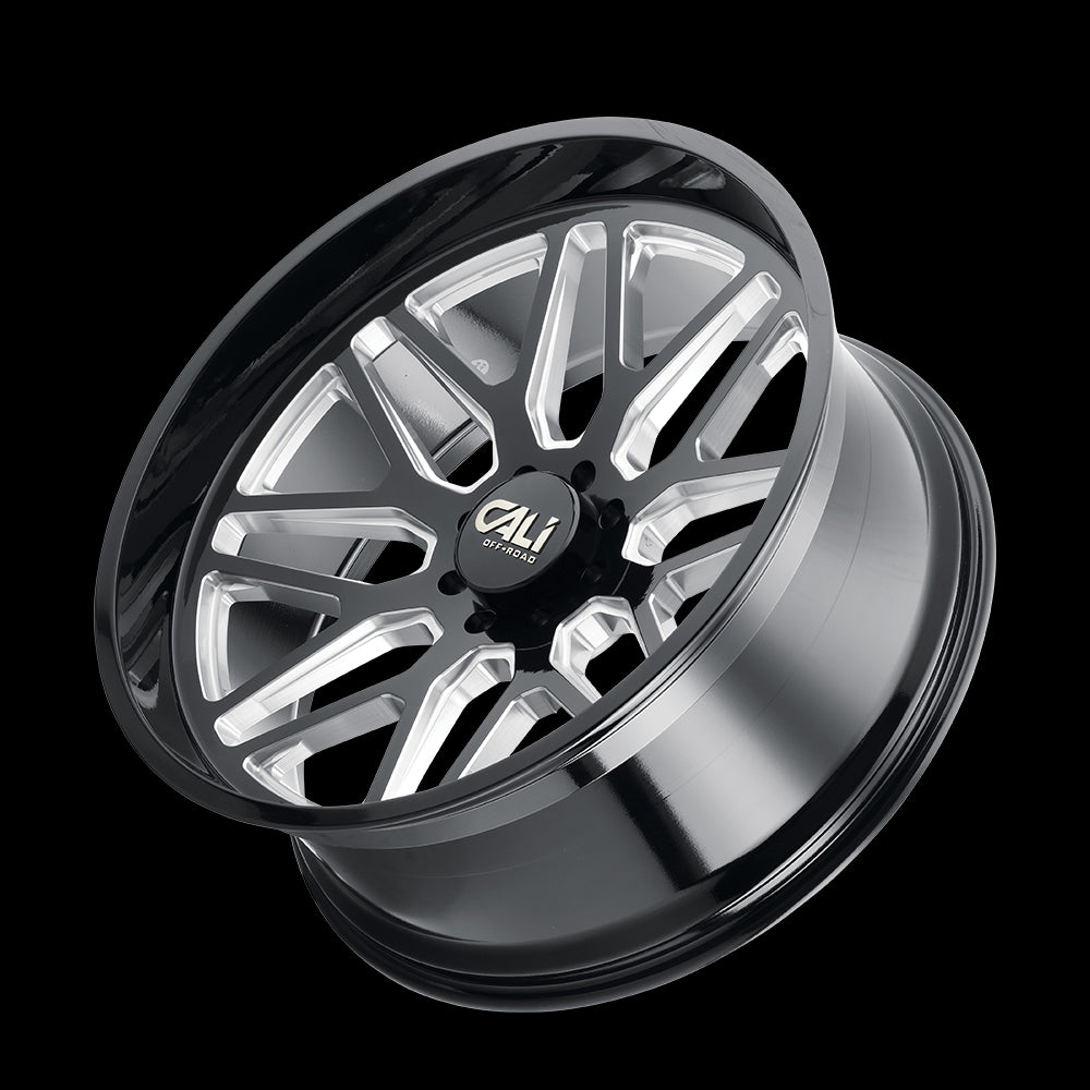 20x10 Cali Off-Road 9115 Invader Black Milled 5x127 5x5 ET-25 Wheel Ri ...