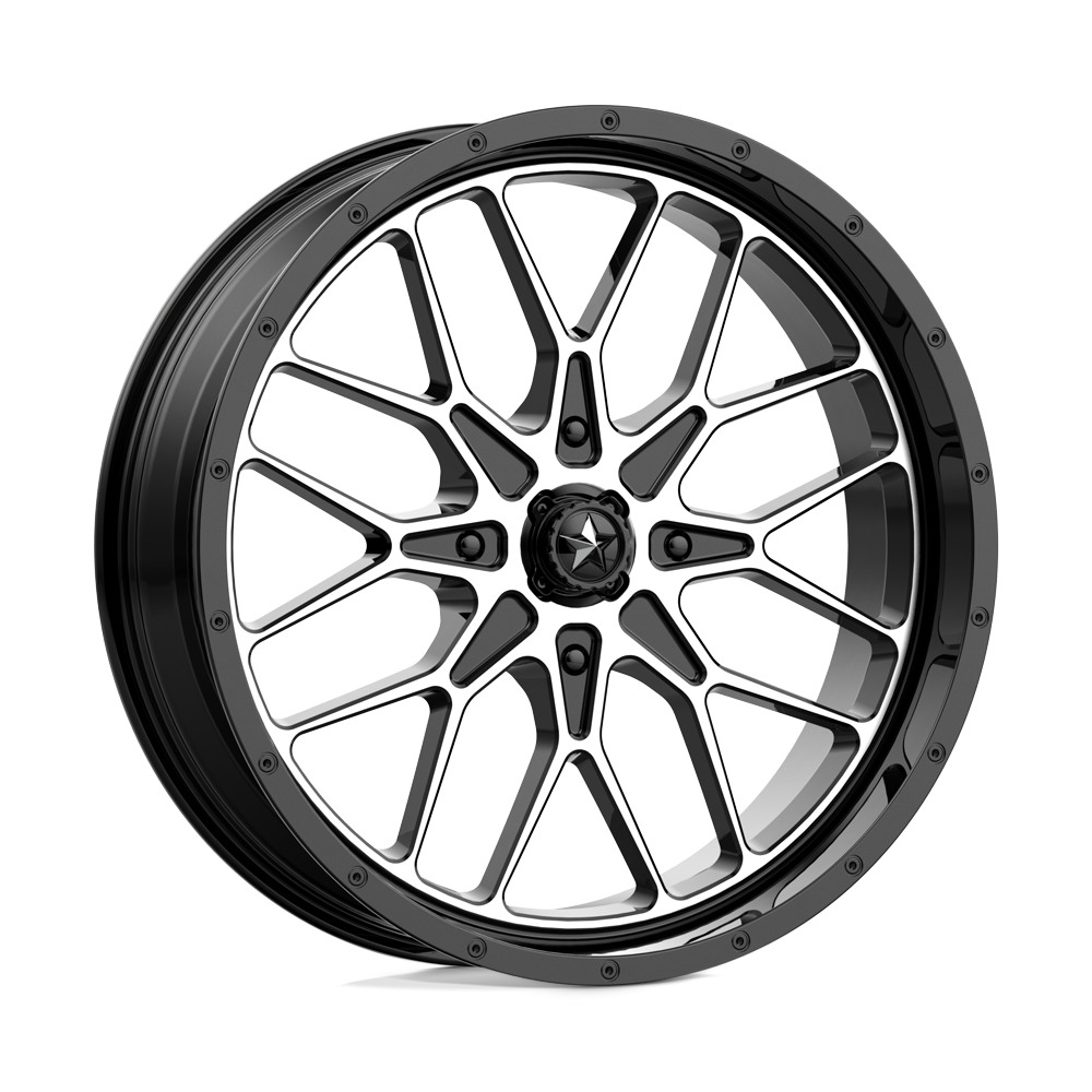 22X7 MSA OFFROAD WHEELS M45 PORTAL Gloss Black Machined 4X156 ET0 whee ...