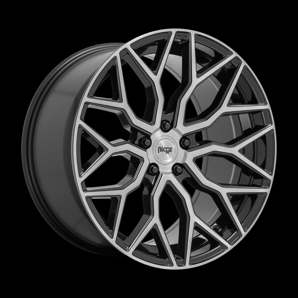 20X10.5 Niche M262 MAZZANTI Gloss Black Brushed Face 5X112 ET40 wheel ...