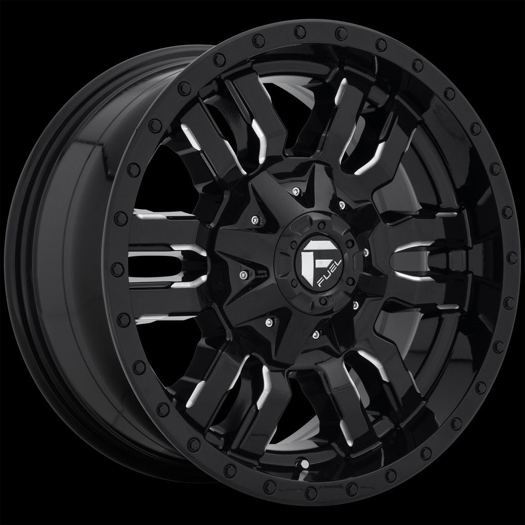 22X10 Fuel D595 SLEDGE Gloss Black Milled 8X165.1 ET-18 wheel/rim ...