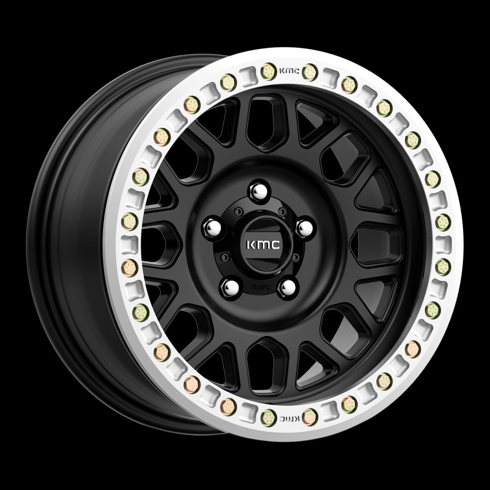 17X8.5 KMC KM234 Grenade DESERT Beadlock Satin Black 6X135 ET0 wheel/r ...